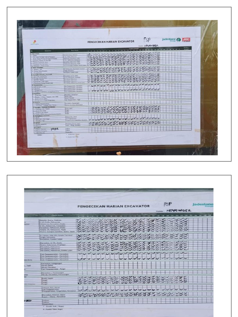 9. Daily Checklist Equipment 18-24 November 2023 | PDF