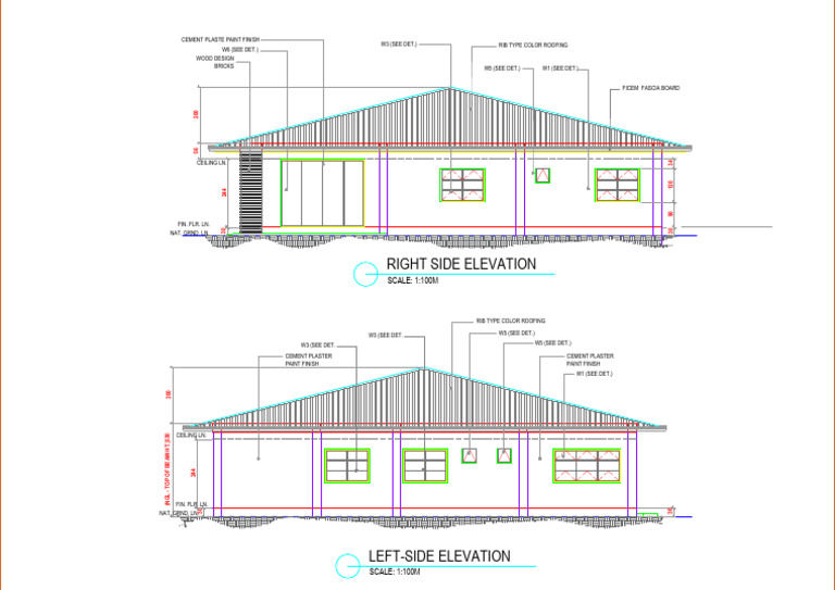 Right Side Elevation: SCALE: 1:100M | PDF | Materials | Interior Design