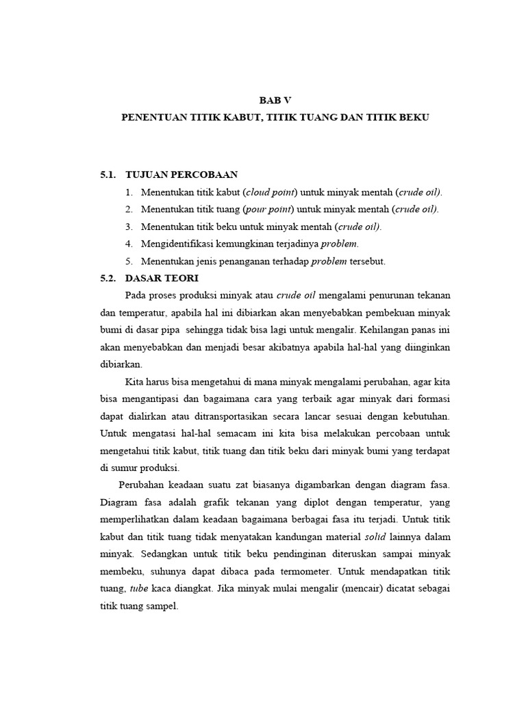 Bab 5 - Titik Kabut, Titik Tuang Dan Titik Beku | PDF | Metode & Bahan ...