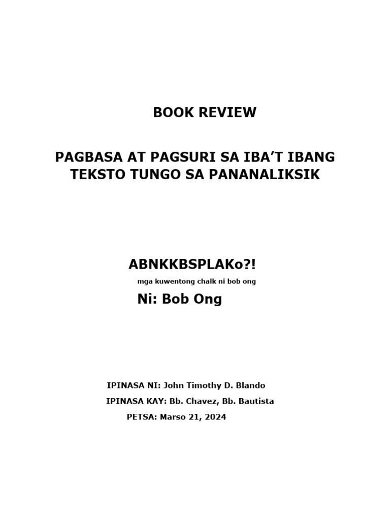 Book Review Bob Ong | PDF