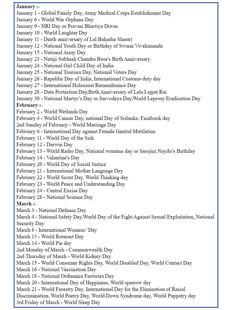 JAN FEB 2019, Abbrev, Dates | PDF