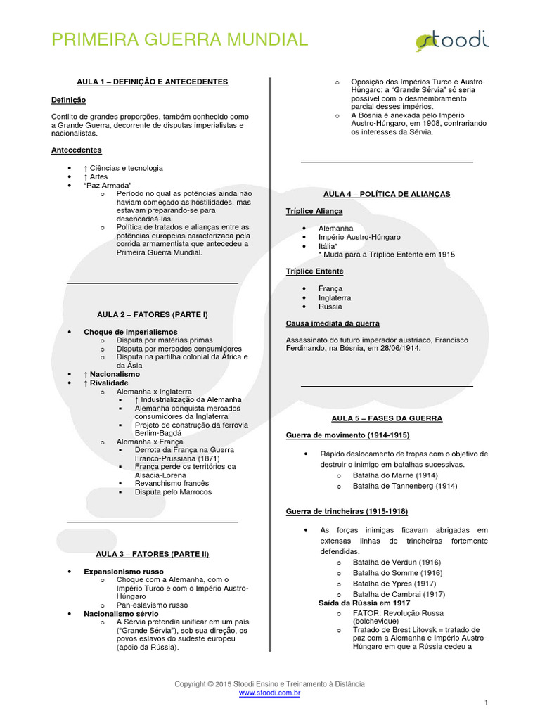 14) Primeira Guerra Mundial | PDF | Primeira Guerra Mundial | Império ...