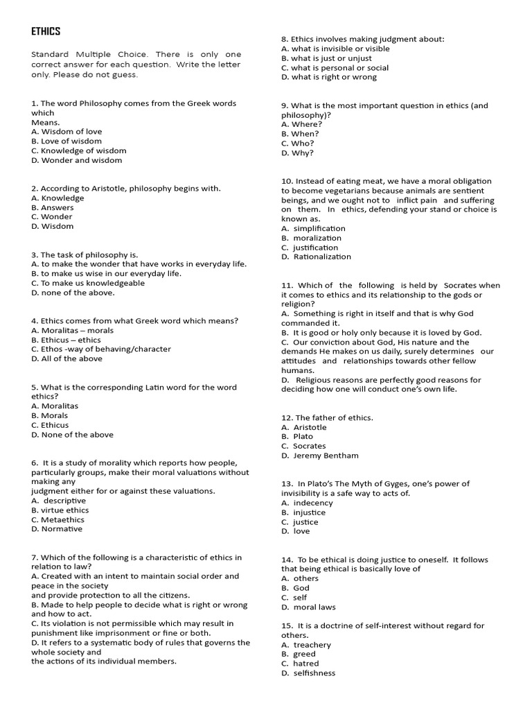 Ethics #2 | PDF | Applied Philosophy