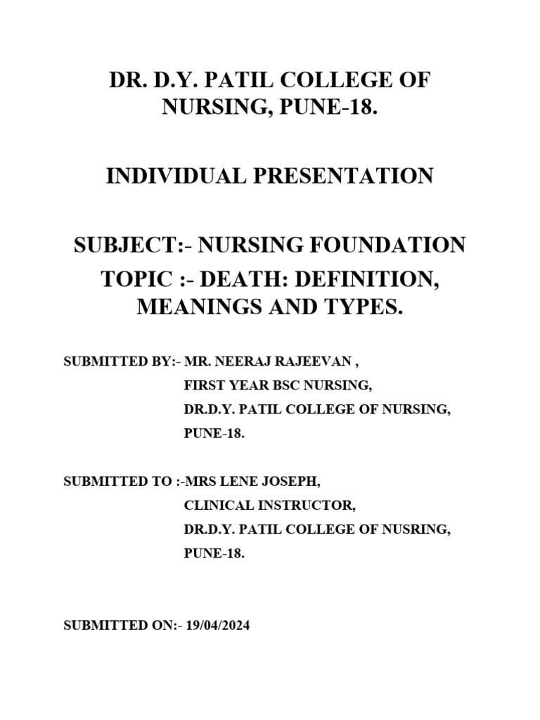 Types of Death in Nursing Practice | PDF | Health Sciences | Clinical ...