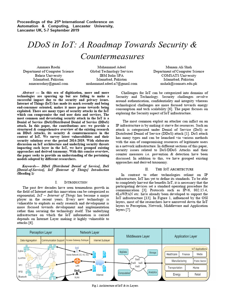 13 - DDoS in IoT A Roadmap Towards Security & Countermeasures ... 13 - DDoS in IoT A Roadmap Towards Security & Countermeasures ...