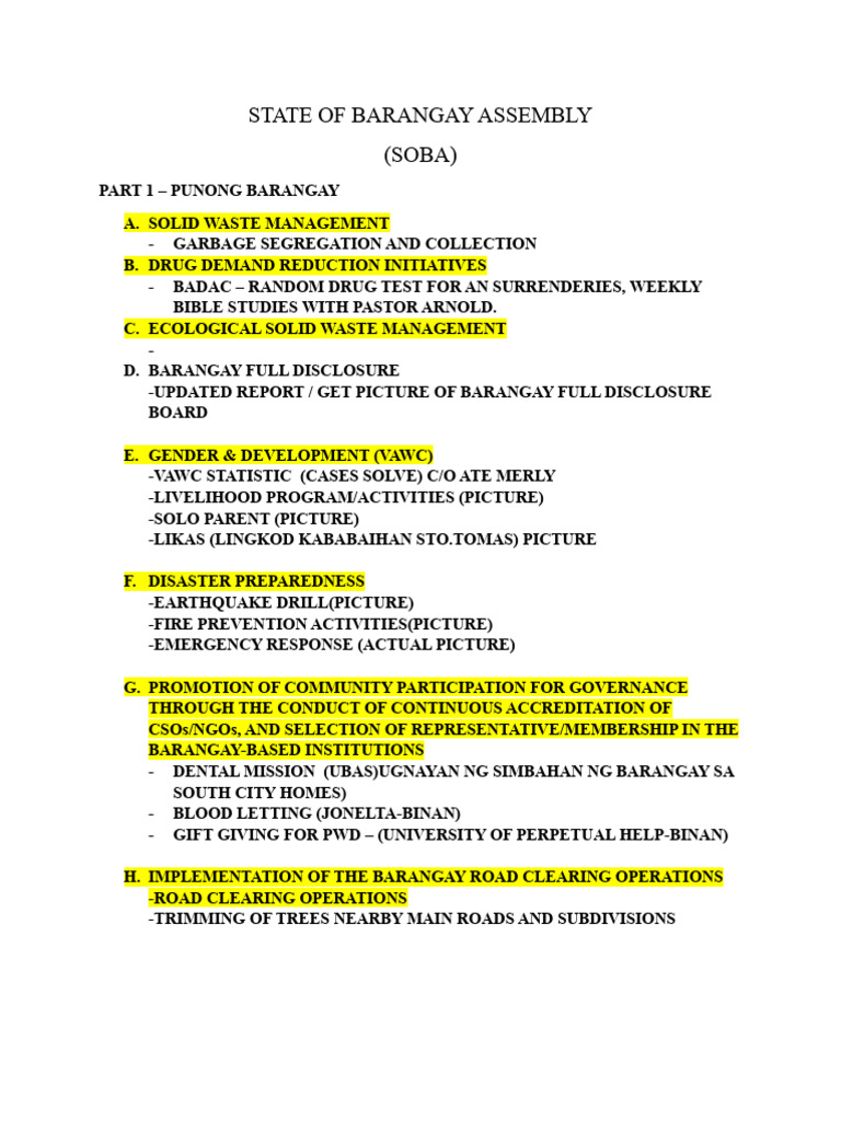 Barangay Initiatives Overview | PDF
