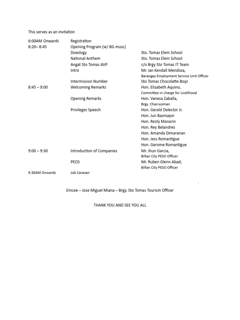 Job Caravan Invitation in Sto. Tomas | PDF