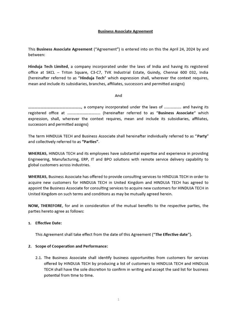 Business Associate Agreement | PDF | Indemnity | Arbitration