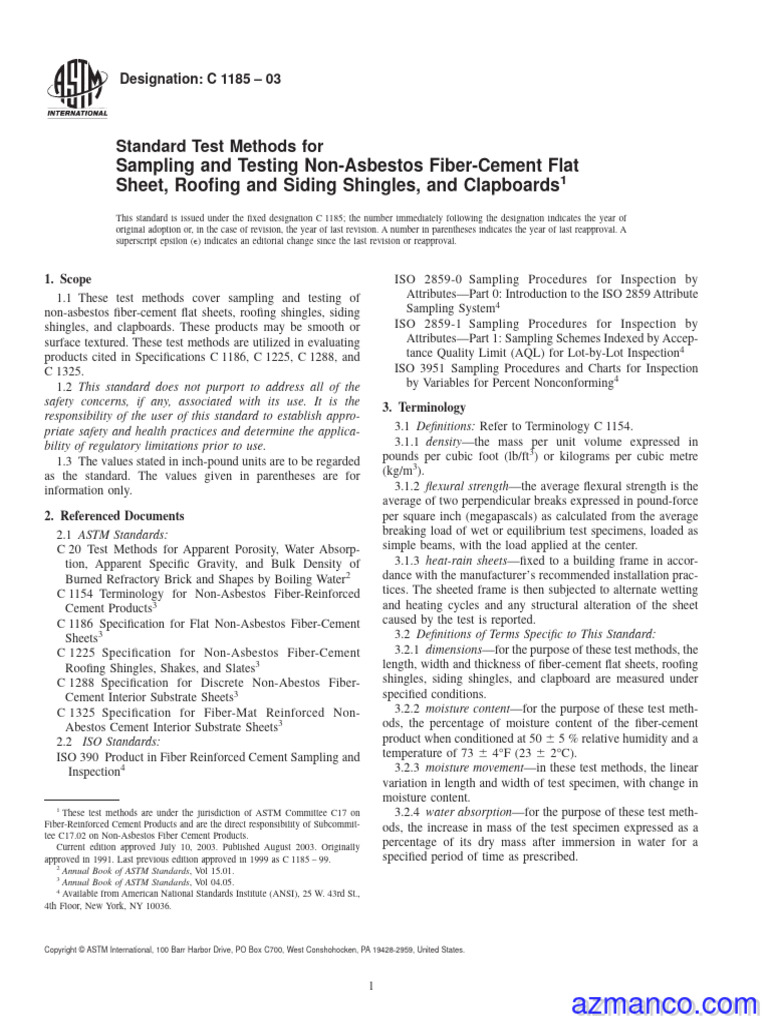 C 1185 | PDF | Materials | Building Engineering