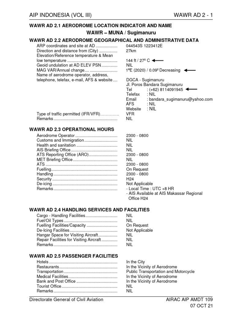 1777-Wawr Ad 2.1 To Ad 2.24 Airac Aip Amdt 109 07 Oct 21 | PDF | Runway ...