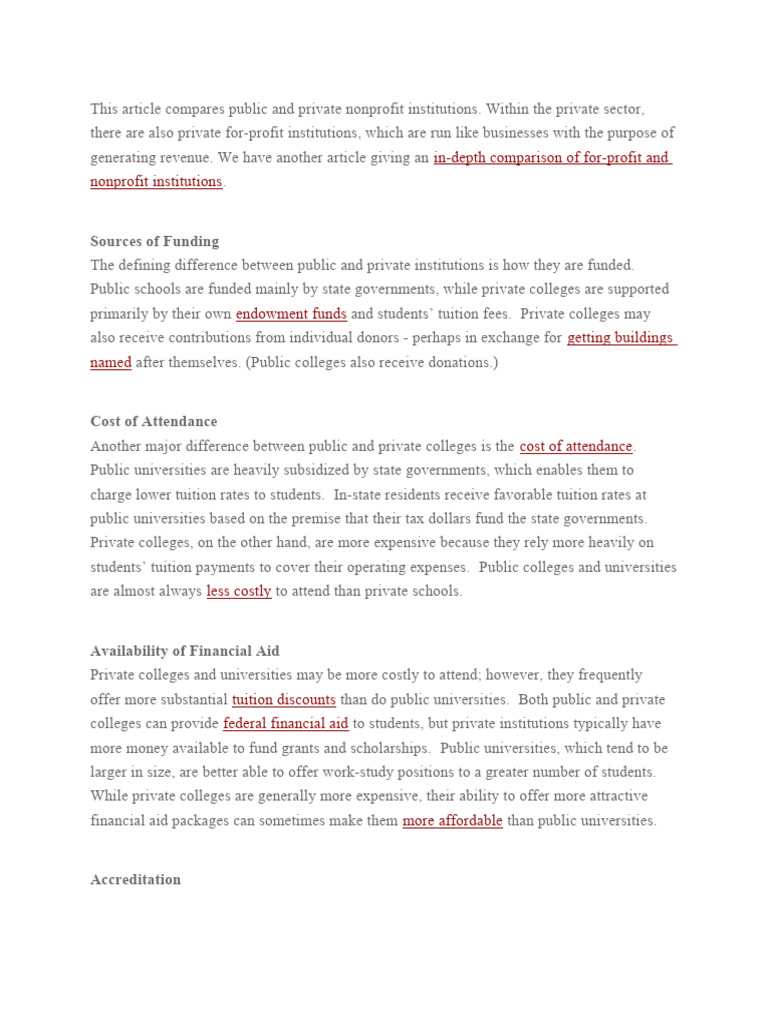 Differences between Public and Private Colleges | PDF | Student ... Differences between Public and Private Colleges | PDF | Student ...