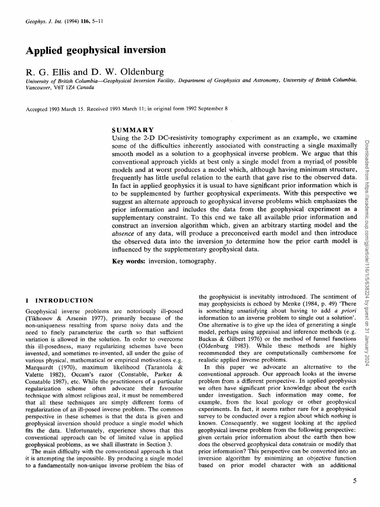 Advanced Geophysical Inversion Techniques | PDF | Inverse Problem ...