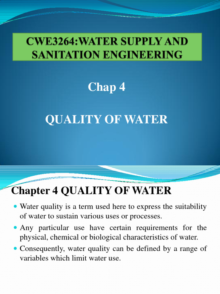 chapter4 &5-water quality & treatment-WS&SE | PDF | Water Purification ...