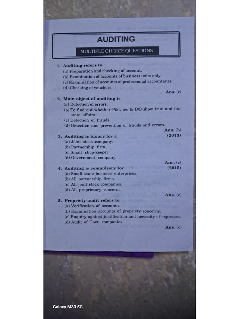 Auditing Shanti Mcqs | PDF