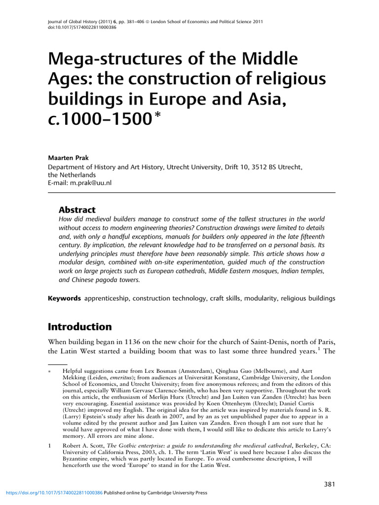Mega Structures of The Middle Ages The Construction of Religious ...