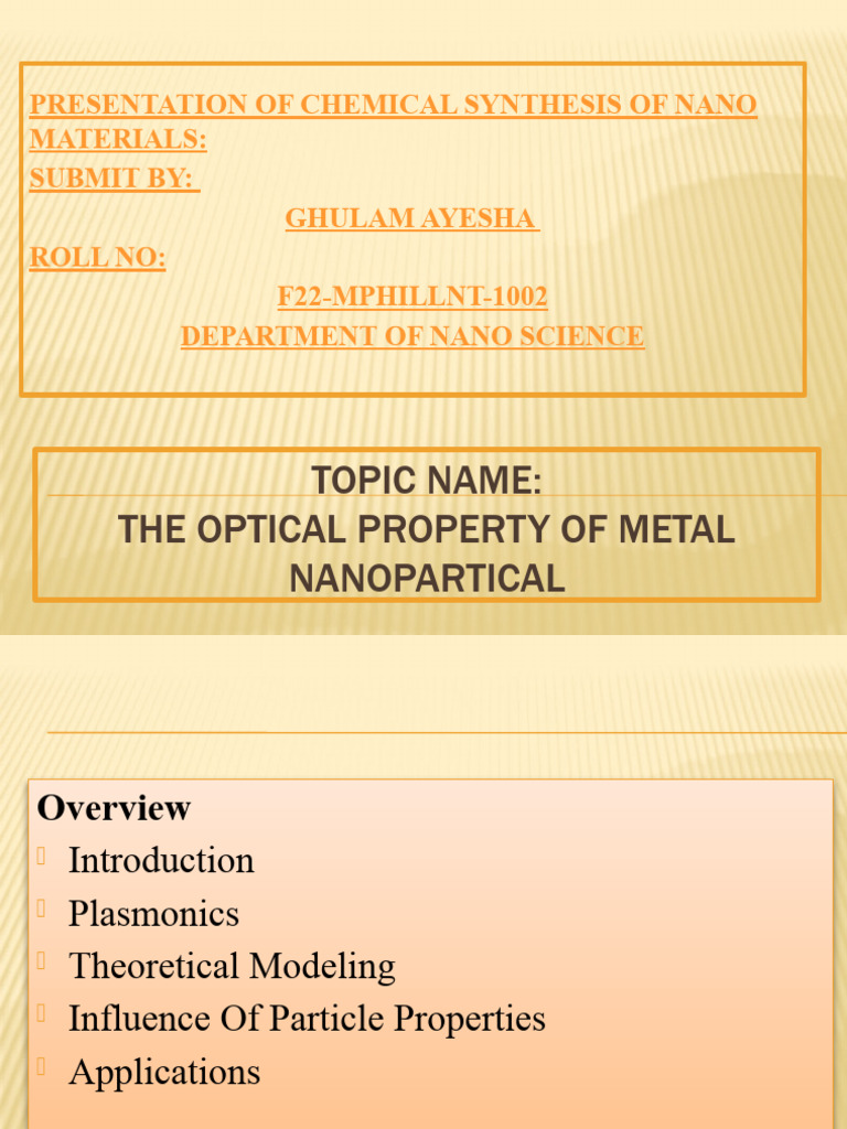 Optical Property of Nanomaterials | PDF | Nanoparticle | Plasmon