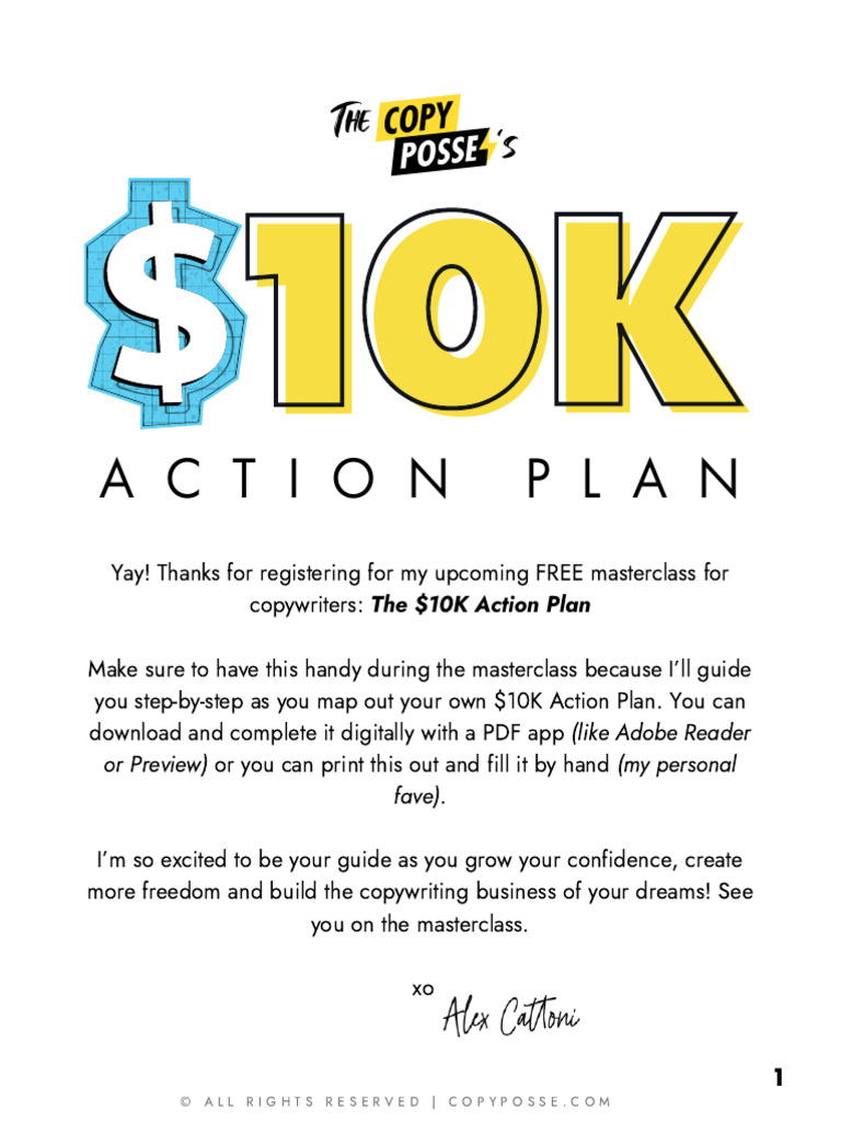 Copy Posse 10K Action Plan | PDF