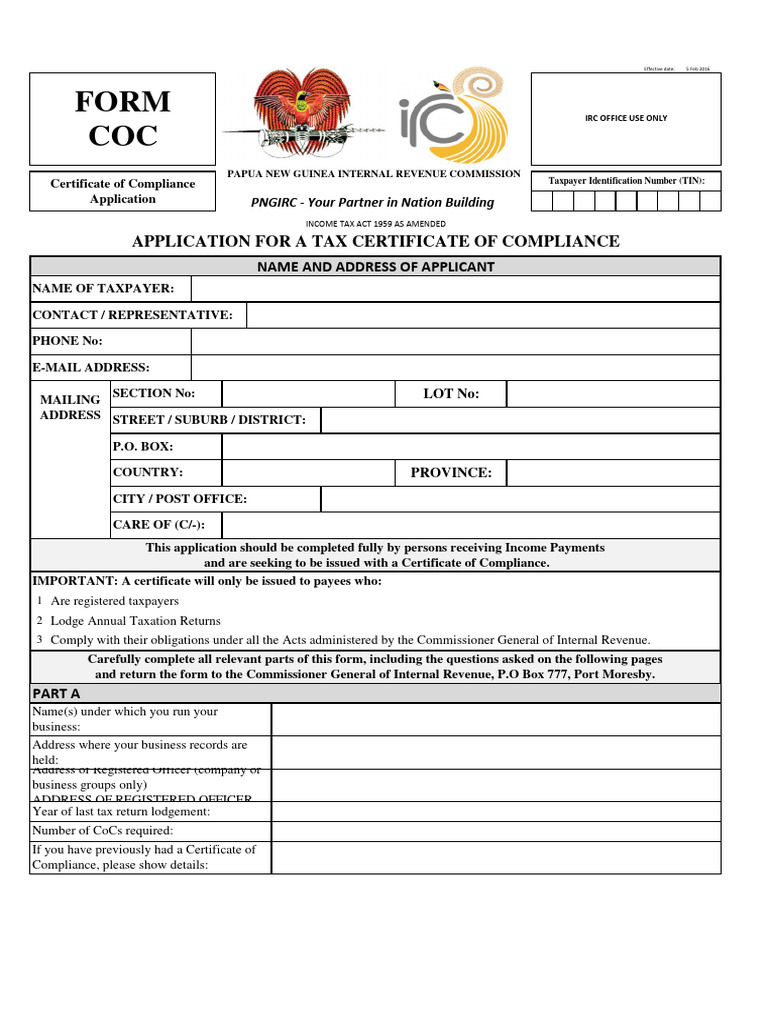 Form Coc 2018 | Download Free PDF | Taxes | Payments