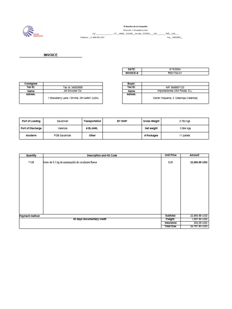 Invoice Template | PDF | Supply Chain Management | Freight Transport