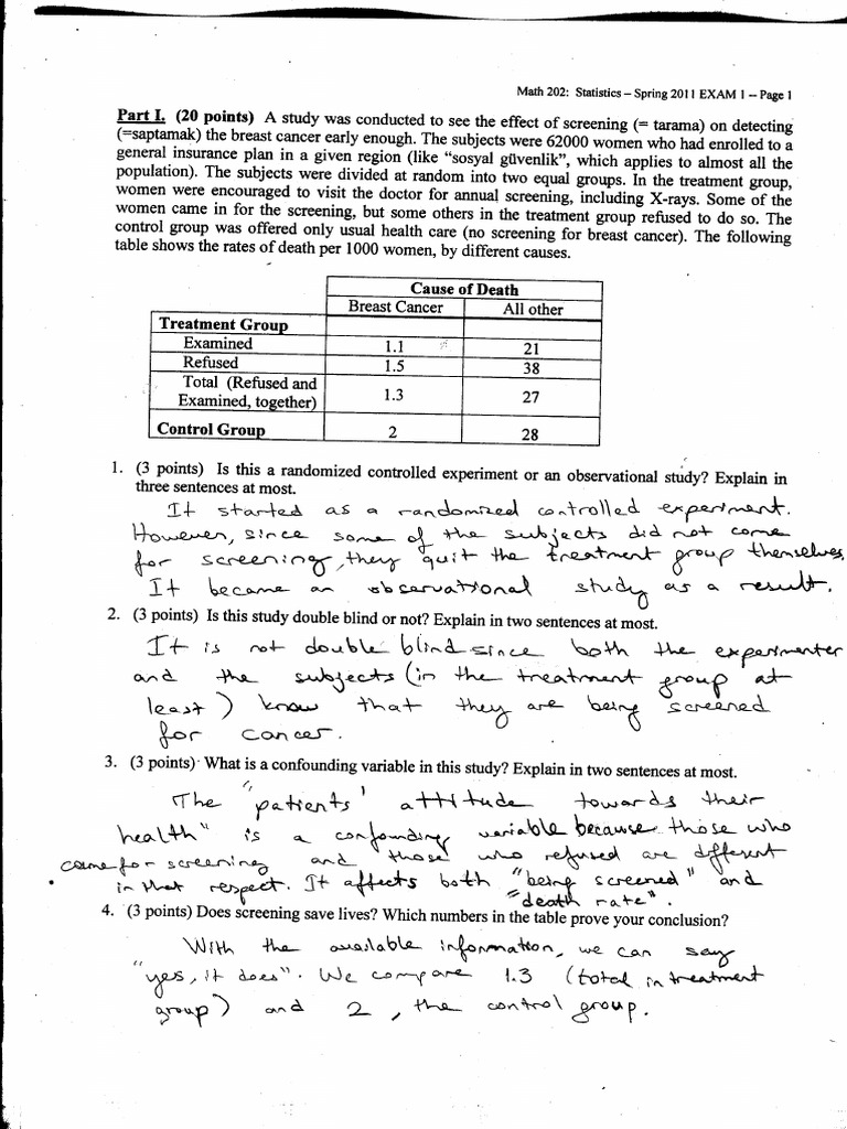 Math 202 SPR 2011 Exam 1 | PDF