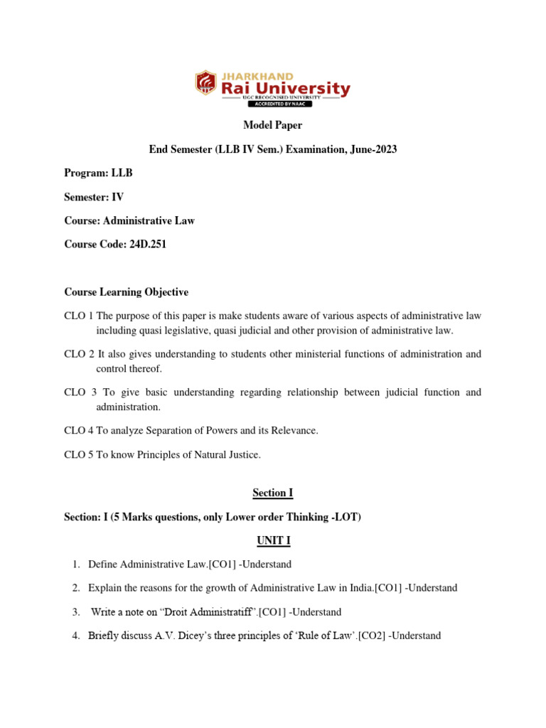 Administrative Law | PDF | Administrative Law | Separation Of Powers