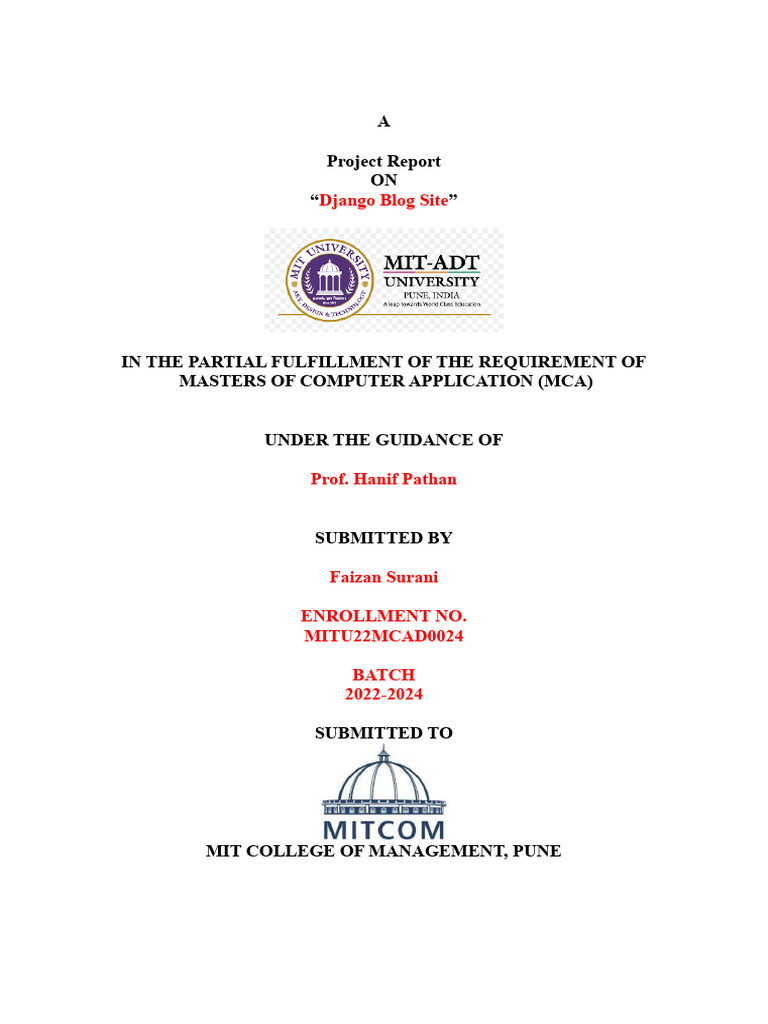 Django Blog Site Project Report | PDF | Usability | Feasibility Study