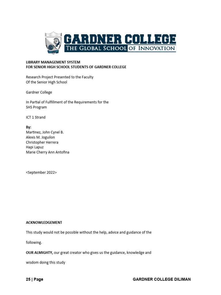 Library Management System for SHS Students | PDF | Libraries ...