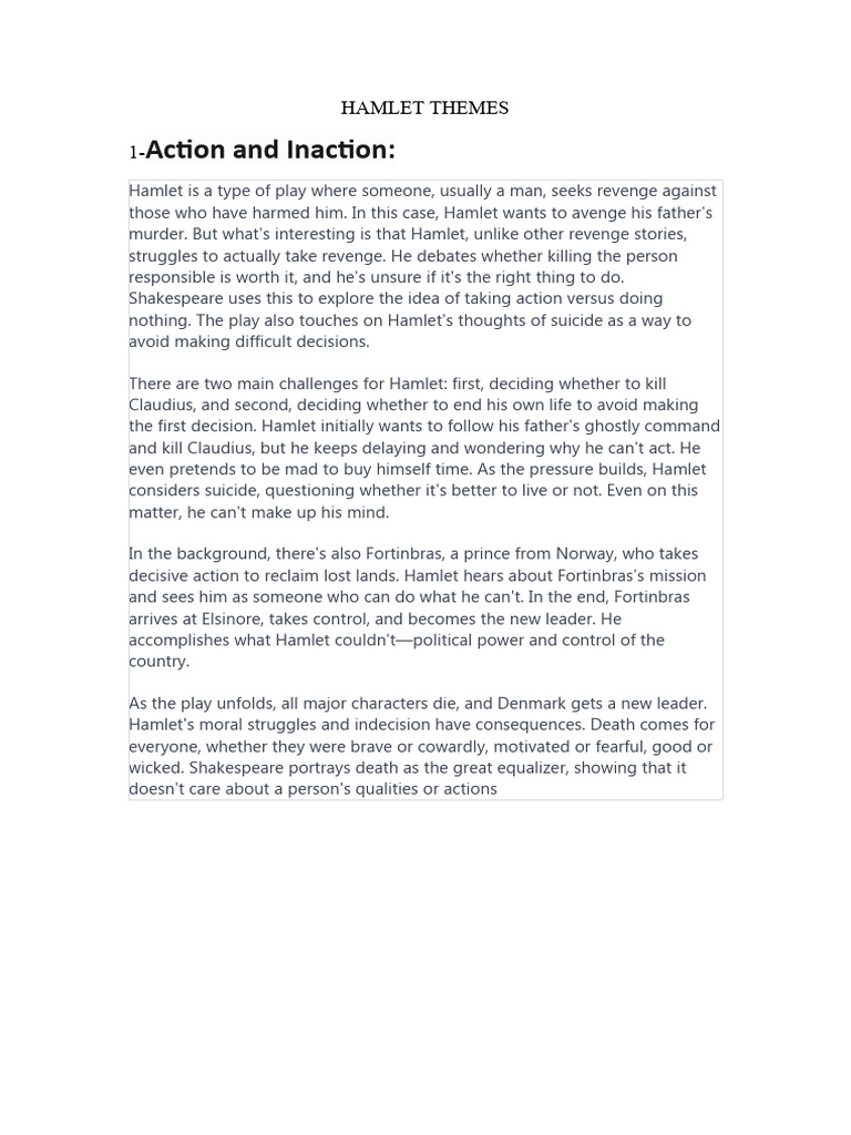 HAMLET THEMES | PDF | Hamlet