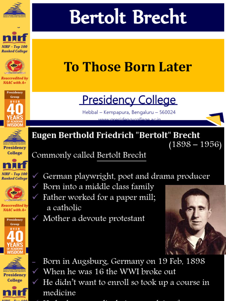 Bertolt Brecht: Life and Legacy | PDF | History