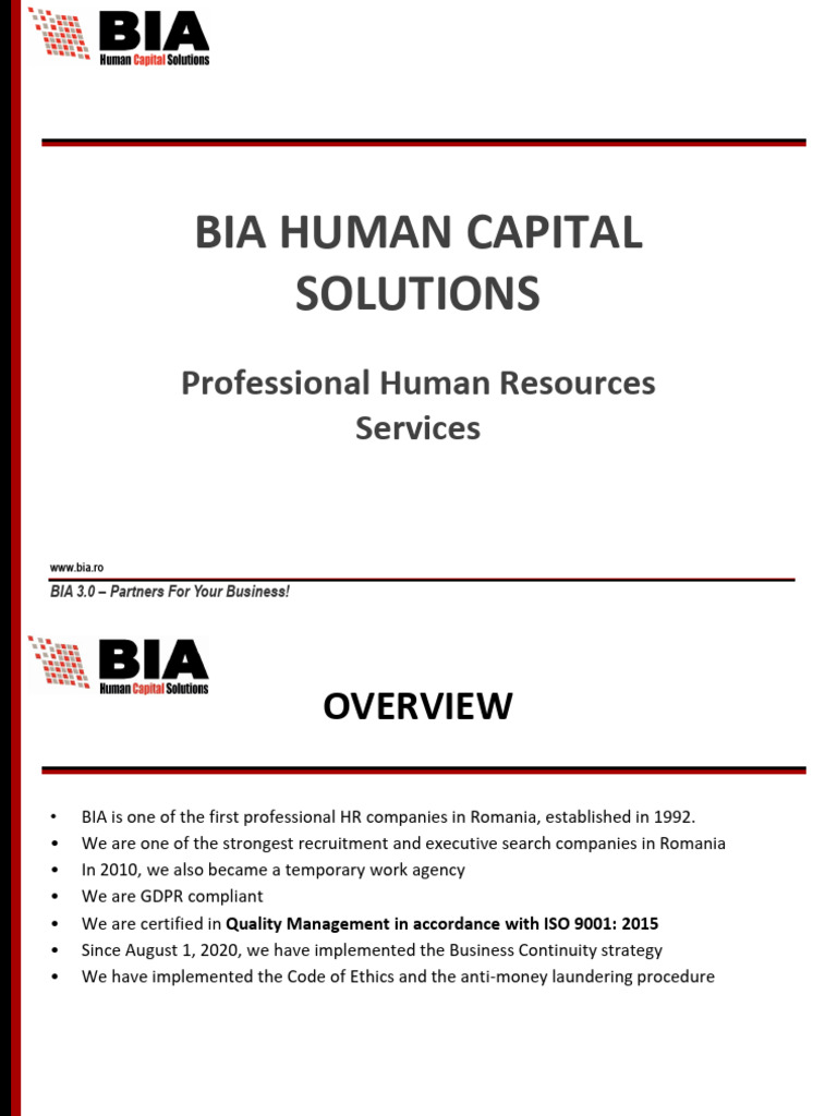 Presentation BIA GROUP EN | PDF | Recruitment | Business