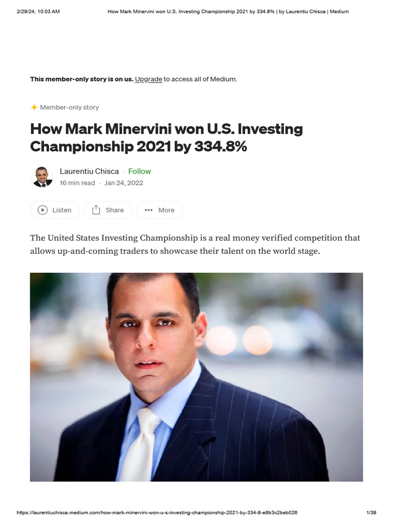 Mark Minervini - Medium - Sepa | PDF | Investing | Order (Exchange)