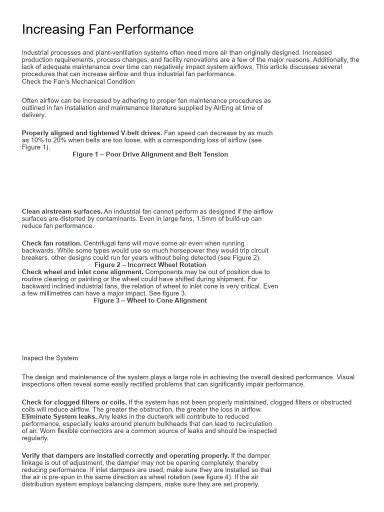 Increasing Fan Performance - AirEng | PDF | Duct (Flow) | Equipment