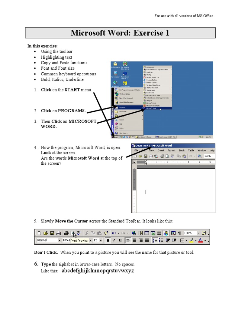 Word Exercise 1 - Typing and Editing | PDF | Times New Roman | Computer ...