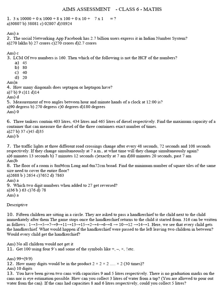 AIMS ASSESSMENT6 (Ans) | PDF