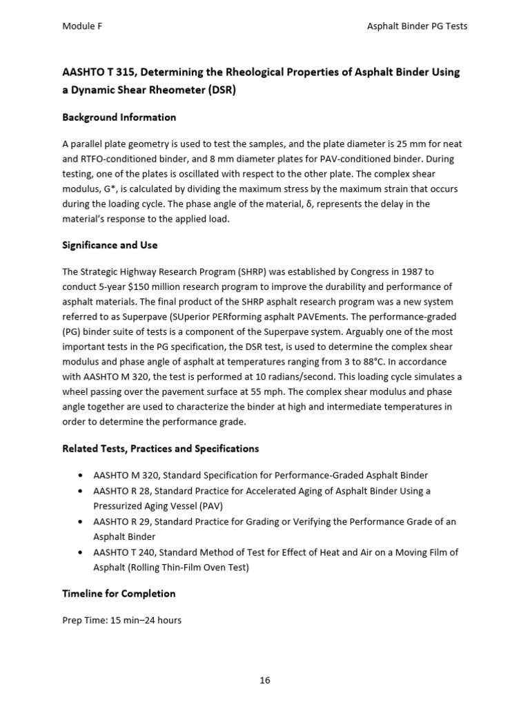 Attachment For Q3 in Assignment #3 DSR Test Procedure (AASHTO T 315 ...