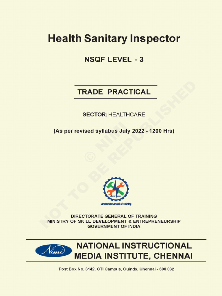 Health Sanitary Inspector - TP (2022) | PDF
