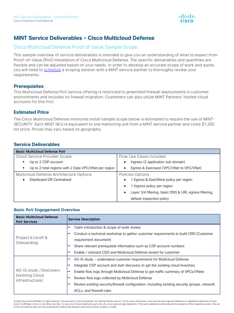 MINT Multicloud Defense PoV Sample Scope Guide | Download Free PDF | Firewall (Computing ...