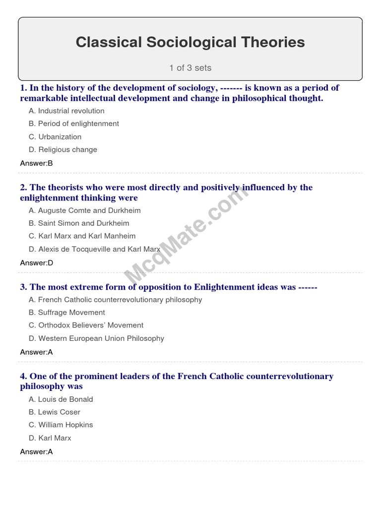 Classical-Sociological-Theories (Set 1) | PDF | Sociology | Émile Durkheim