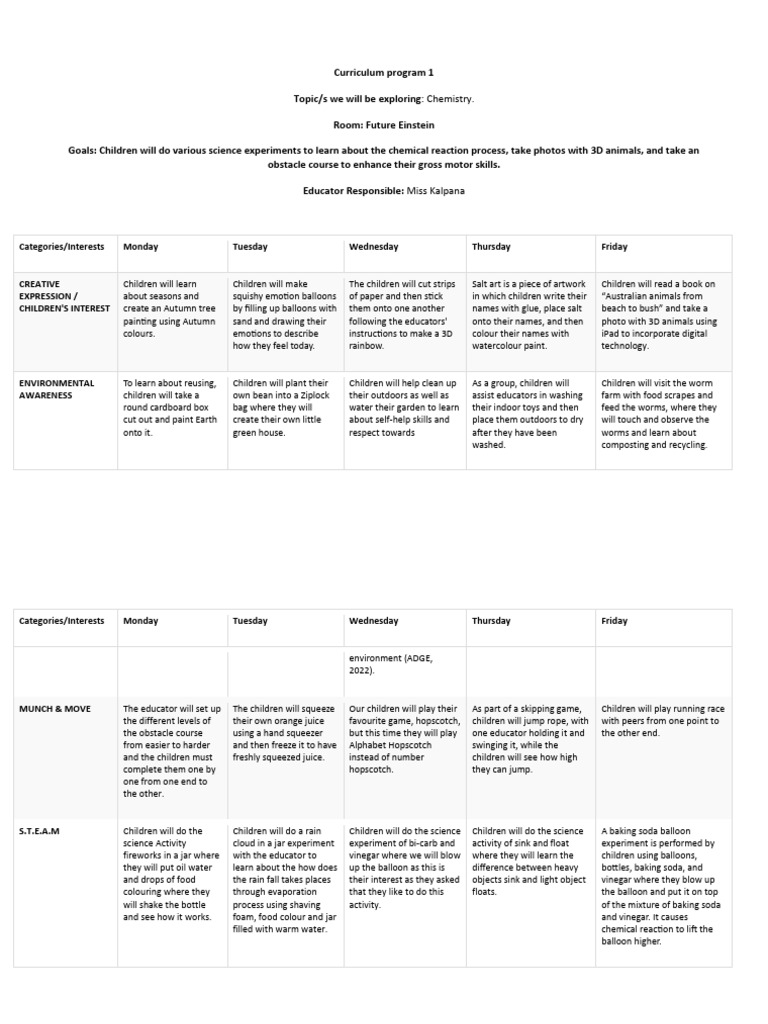 curriculum program 1 | PDF