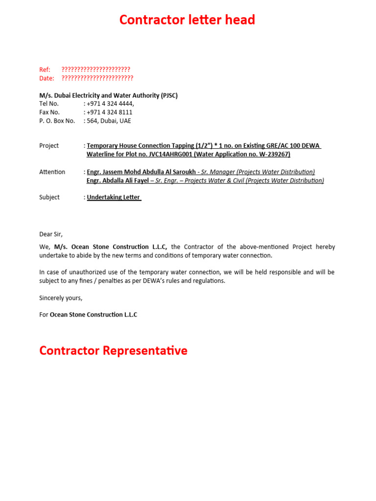 Draft Undertaking Letter | PDF