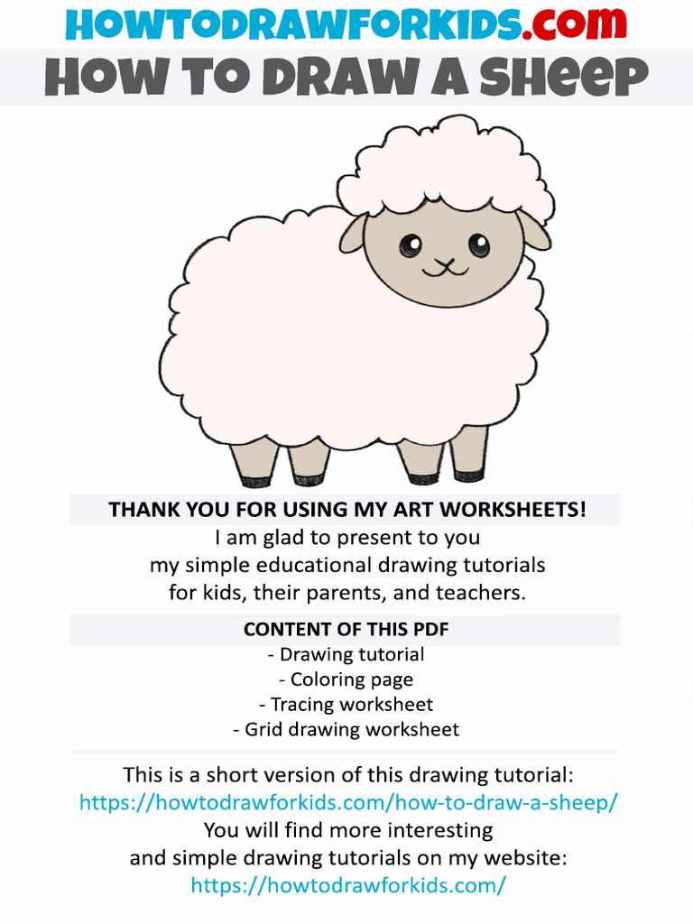 Easy Sheep Drawing Tutorial | PDF