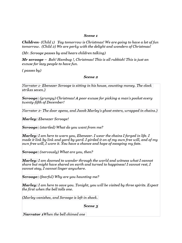 christmas carol script | PDF | Ebenezer Scrooge | Christmas Novels