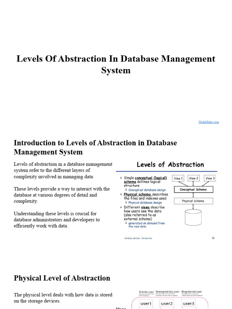 Levels Of Abstraction In Database Management System Pdf Databases Abstraction Computer