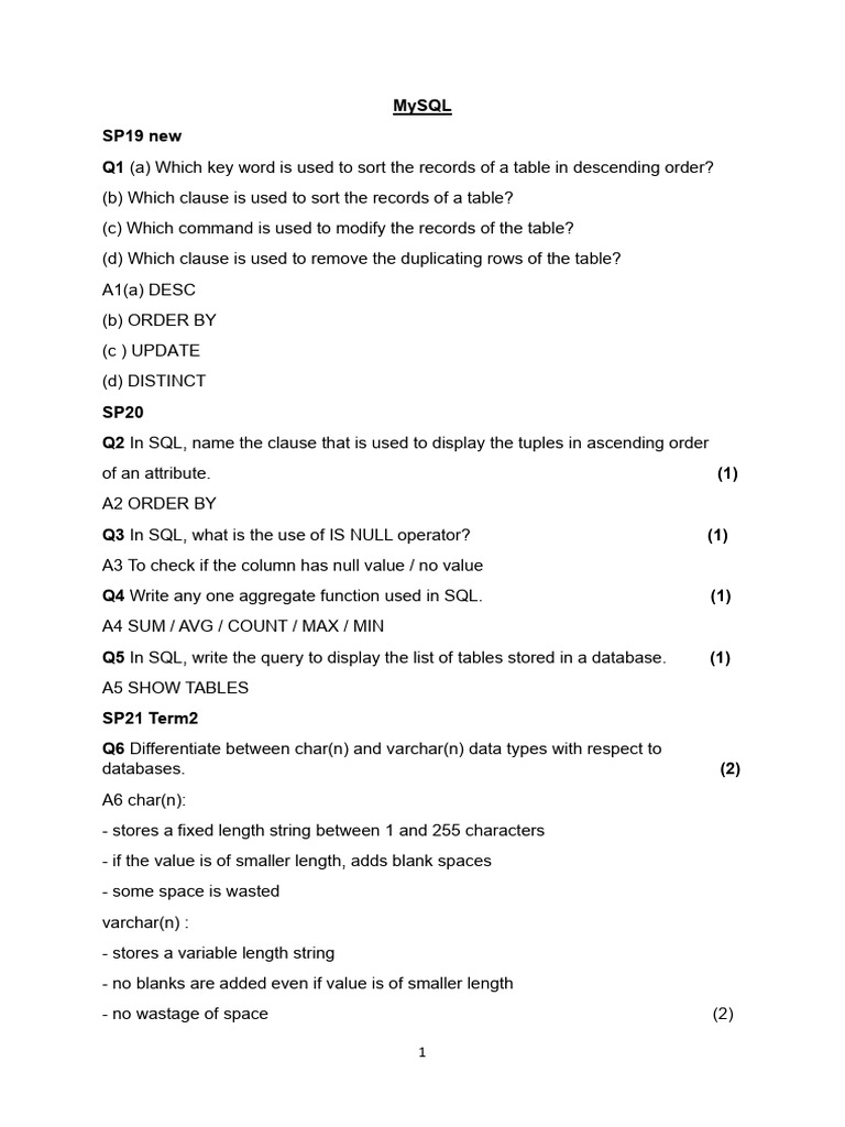 My SQL | Download Free PDF | Table (Database) | Computer Data My SQL | Download Free PDF | Table (Database) | Computer Data