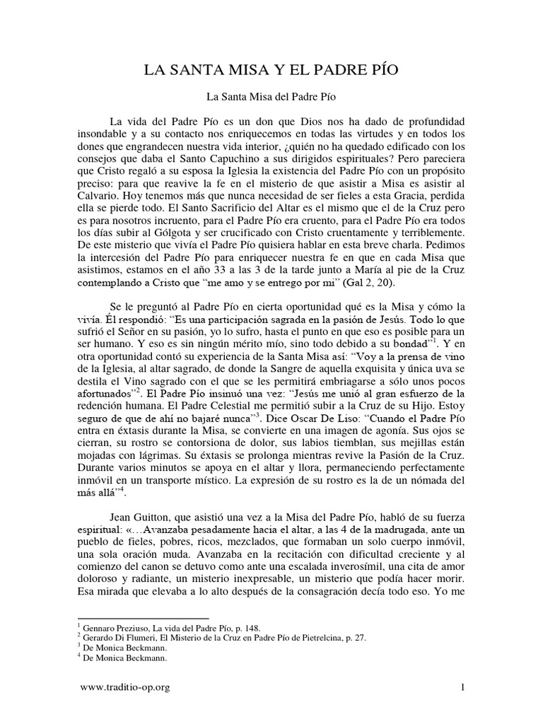 La Misa según el Padre Pío | PDF | eucaristía | La resurrección de Jesús