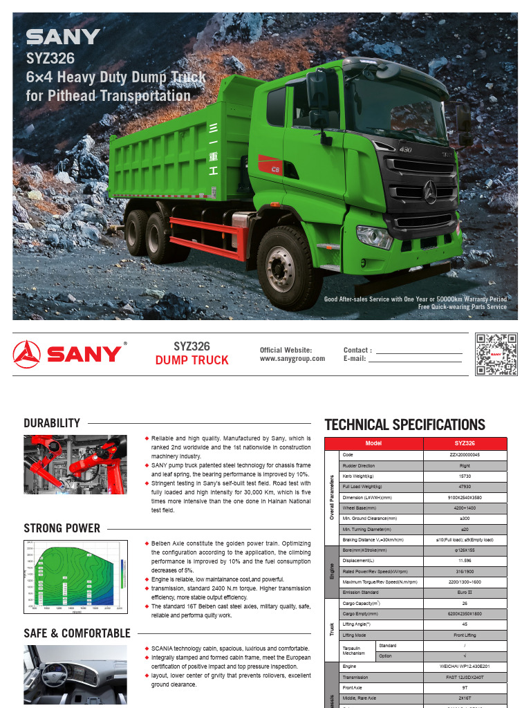 Sany New Syz326-Dump Truck | PDF | Truck | Automotive Technologies