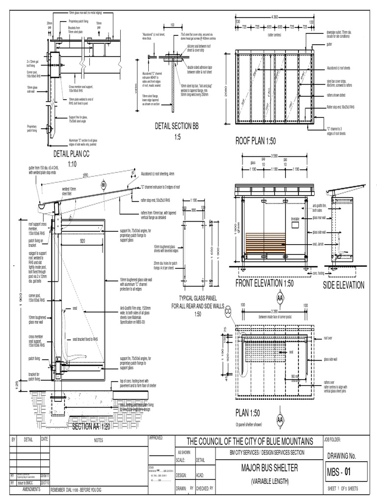 Major Bus Shelter Technical Drawings | PDF | Wall | Materials