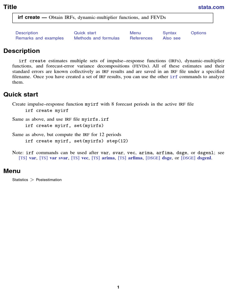 Tsirfcreate | PDF | Vector Autoregression | Bootstrapping (Statistics)