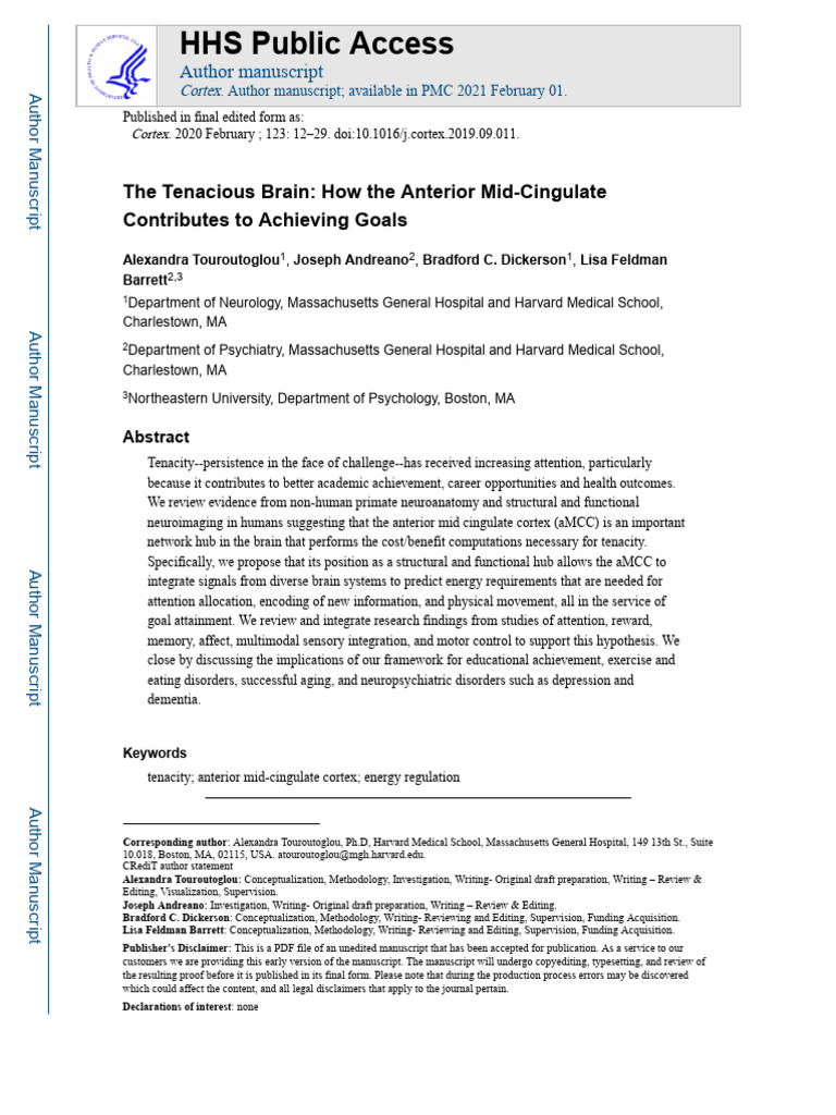 AMCC's Role in Tenacity and Goal Achievement | PDF | Executive ...