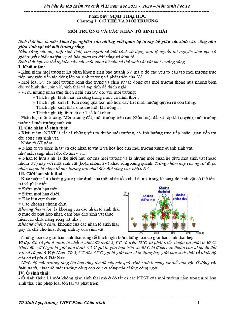 pct Sinh thái học cuối kì 2 | PDF